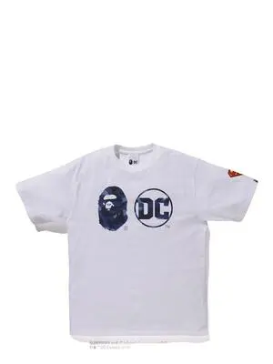 A BATHING APE X Dc Superman Apehead Dc Logo Tee Shirt - White/navy Blue
