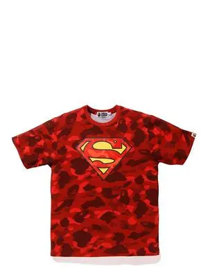 A BATHING APE X Dc Superman Camo Tee Shirt - Red