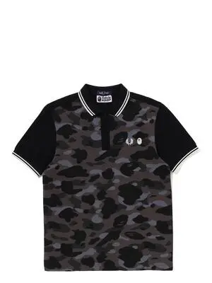 A BATHING APE X Fred Perry Camo Polo Shirt - Black