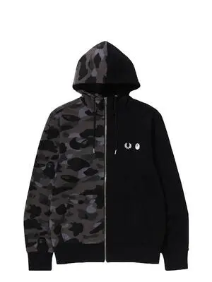 A BATHING APE X Fred Perry Camo Zip Hoodie - Black