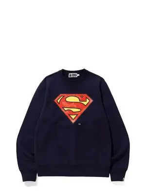 A BATHING APE Bape X DC Superman Crewneck Sweatshirt Navy