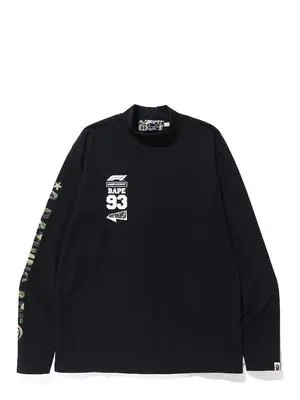 A BATHING APE X F1 Mock Neck Long Sleeve Tee Shirt - Black
