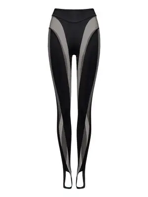MUGLER H&m Meshpaneled Stirrup Leggings - Black