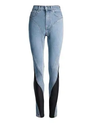 MUGLER H&m Spiral Panel Jeans - Light Denim Blue/black