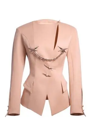 MUGLER Hourglass Wool Jacket - Antique Pink