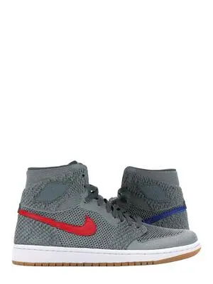 JORDAN 1 Retro High Flyknit Sneakers - Clay Green/white/hyper Cobalt Blue