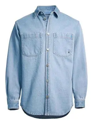 MUGLER H&m Denim Shirt - Light Denim Blue