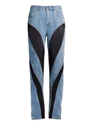 MUGLER Spiral Panel Jeans - Light Denim Blue/black