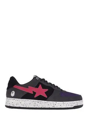 BAPE A Bathing Ape Bape Sta Grey Suede Sneakers Black/dark Grey/pink