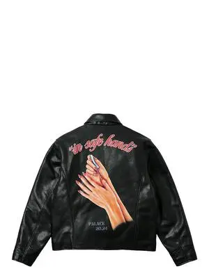 PALACE Safe Hands Leather Jacket - Black