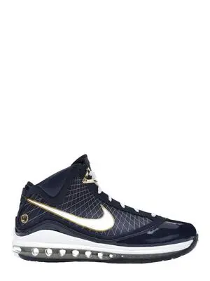 Nike Lebron 7 University Of Akron Sneakers - Midnight Navy Blue/white/metallic Gold