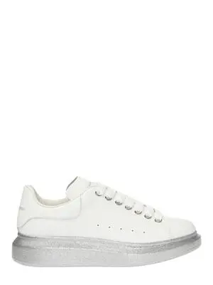 Alexander McQueen Oversized Sneakers White Silver Glitter Sole
