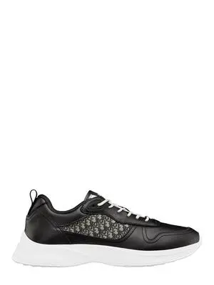 Dior B25 Runner - Black Smooth Calfskin And Beige And Black Dior Oblique Jacquard