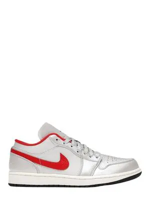 JORDAN 1 Low Night Track Sneakers - Sail/metallic Silver/varsity Red
