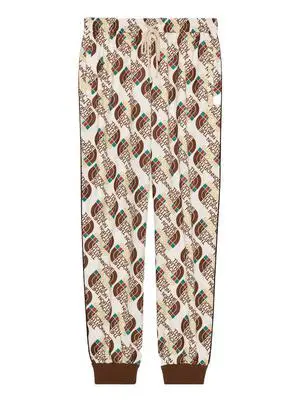 Gucci X The North Face Web Print Technical Jersey Jogging Pant - Ivory/brown