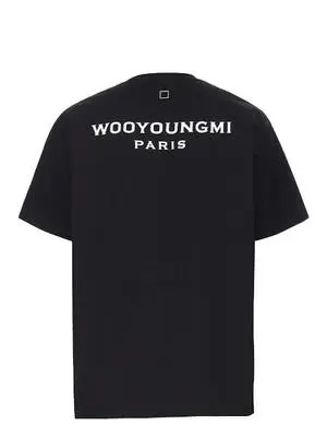 WOOYOUNGMI White Back Logo Front Box Logo T-shirt - Black