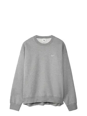 Nike Solo Swoosh Fleece Crewneck Sweatshirt - Dark Grey Heather/white