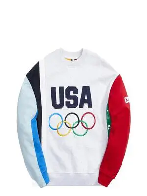 Kith For Team Usa Colorblocked Crewneck Sweatshirt - Light Heather Grey
