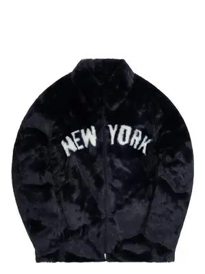 Kith For Major League Baseball New York Yankees Faux Fur Coaches Jacket - Navy Blue