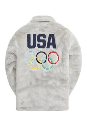 Kith For Team Usa Faux Fur Coaches Jacket - Concrete