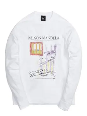Kith For Mandela Day 2021 Illustrations Vintage Long Sleeve Tee Shirt - White