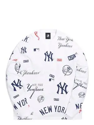 Kith For Major League Baseball New York Yankees All Over Long Sleeve Tee Shirt - White
