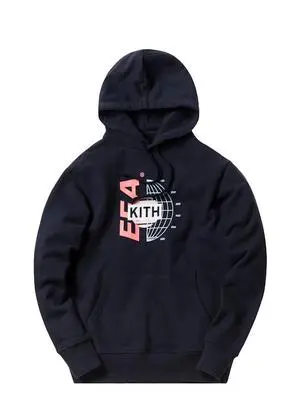 Kith Globe Logo Hoodie - Navy Blue