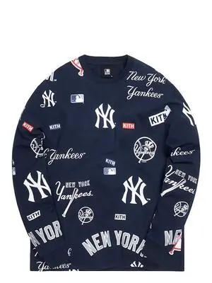 Kith For Major League Baseball New York Yankees Long Sleeve Tee - Navy Blue