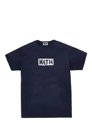 Kith Floral Classic Logo Tee Shirt - Navy Blue