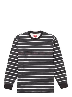 Supreme Printed Stripe Pique Long Sleeve Top Black