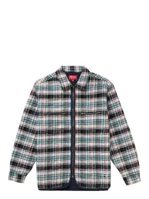 Supreme Quilted Plaid Zip-up Shirt - Offwhite