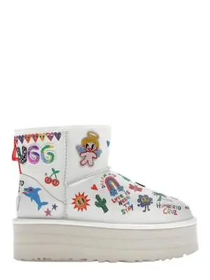 UGG Classic Mini Platform Sketch Boots White