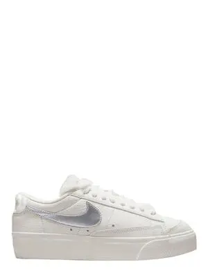 Nike Blazer Low Platform Faux Sherpa Fur Sneakers - Sail/metallic Silver