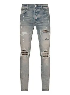 Amiri Neon Plaid Skinny Jeans - Clay Indigo
