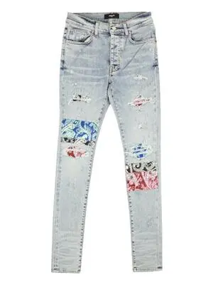 Amiri Pajama Art Patch Skinny Jeans - Blue