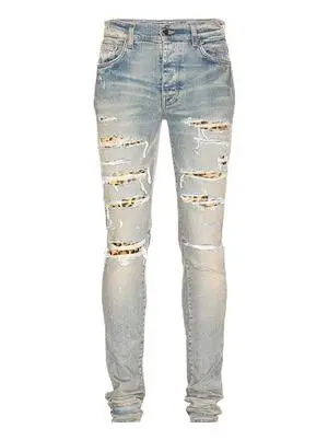 Amiri Leopard Thrasher Skinny Fit Jeans - Clay Indigo