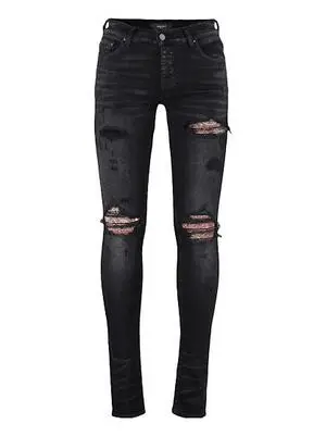 Amiri Mx1 Bandana Destroyed Skinny Fit Jeans - Black/brown