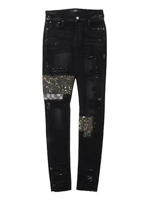 Amiri Paint Splatter Patched Jeans - Aged Black