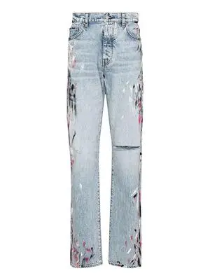 Amiri Paint Splatter Straight Leg Jeans - Blue