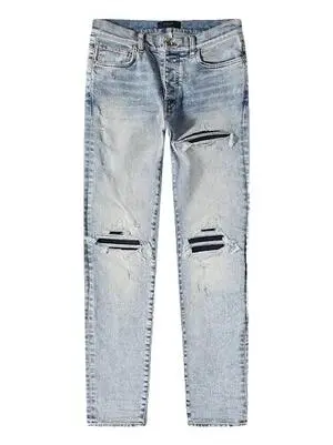 Amiri Mx1 Leather Detail Skinny Jeans - Stone Indigo