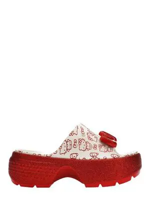 CROCS Stomp Slide Hello Kitty 50th Anniversary Glitterin - White/red