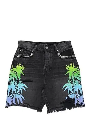 Amiri Palm Denim Shorts - Black