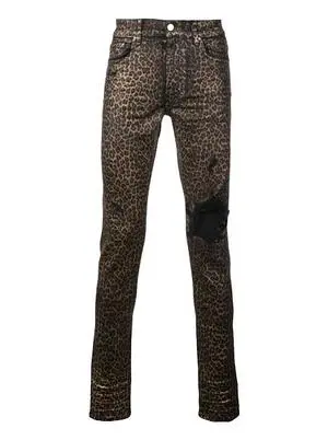 Amiri Foil Broken Leopard Jean - Brown