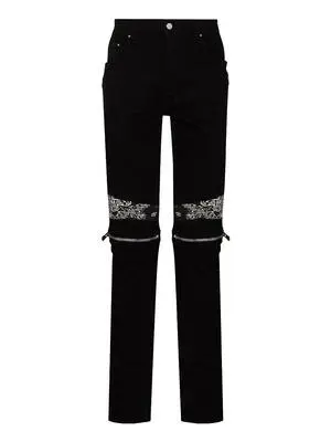 Amiri MX2 Bandana Zip Knee Skinny Jeans Black