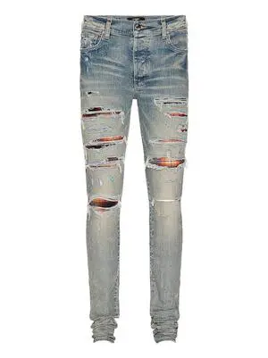 Amiri Plaid Trasher Skinny Jeans - Blue