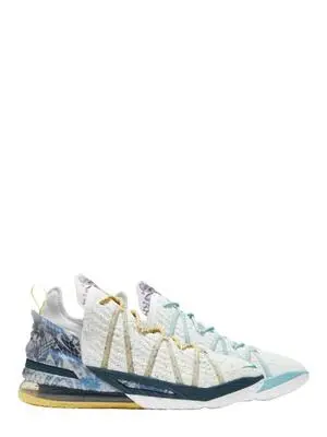 Nike Lebron 18 Reflections Athletic Sneakers - White/blue/gold