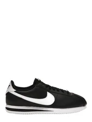 Nike Cortez Basic Leather Sneakers - Black/white/metallic Silver
