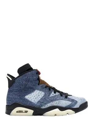 JORDAN 6 Retro Washed Denim Sneakers - Washed Denim/sail/varsity Red