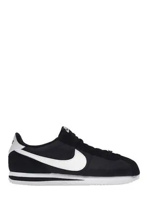Nike Cortez Basic Nylon Sneakers - Black/white/metallic Silver