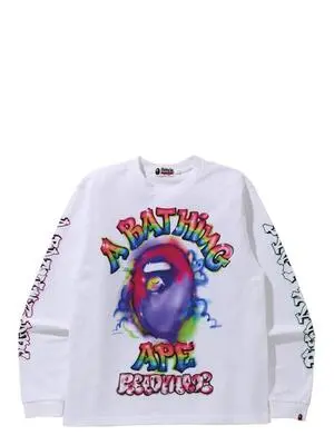 A BATHING APE X Readymade Spray Wide Long Sleeve Tee Shirt - White